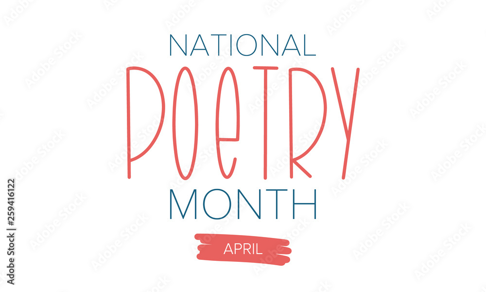 National Poetry Month in April. Poster with handwritten lettering ...