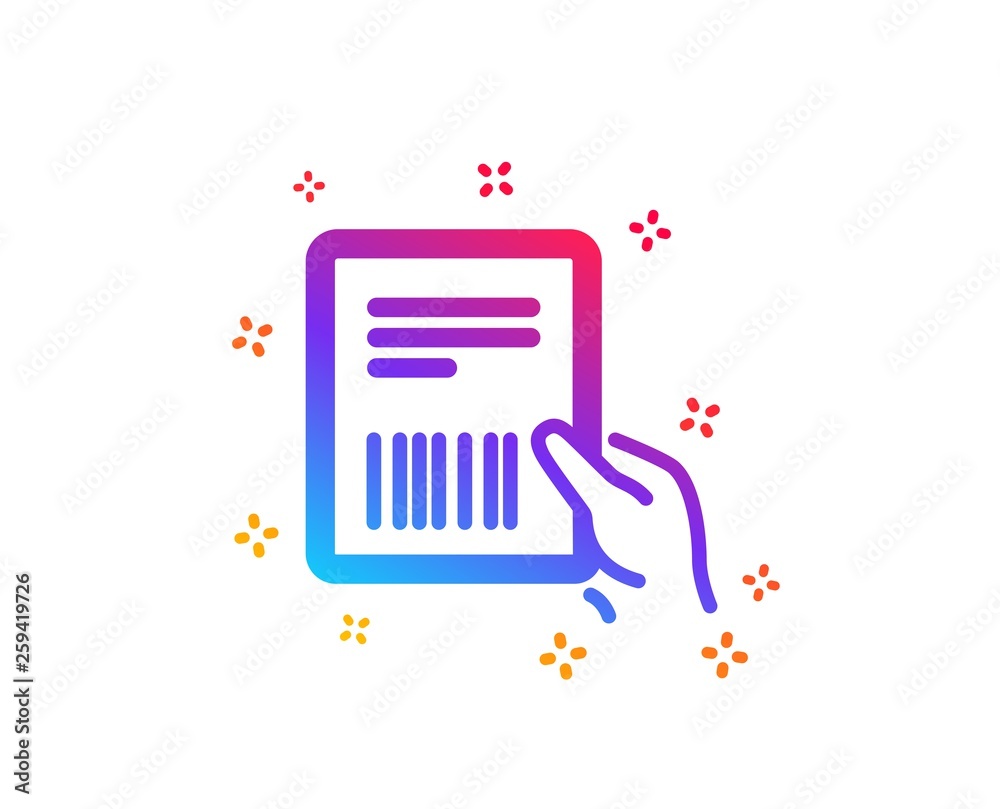 Parcel invoice icon. Delivery document sign. Package shipping symbol ...