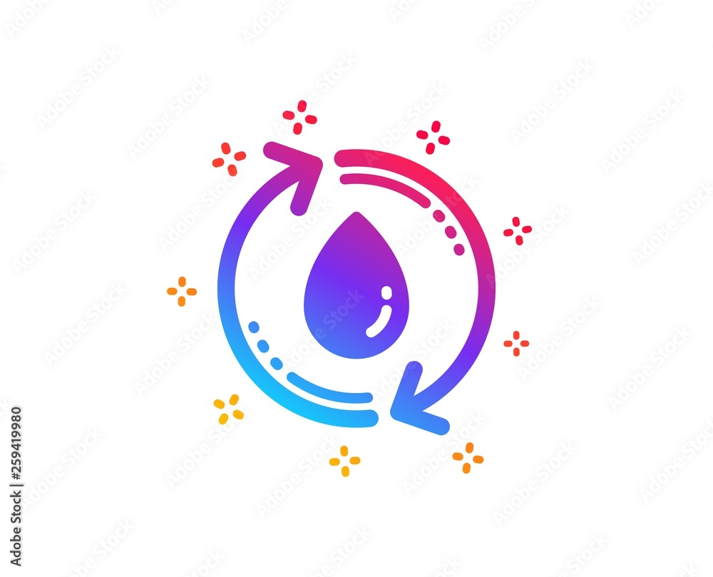 Water drop icon. Recycle clean aqua sign. Refill liquid symbol. Dynamic ...