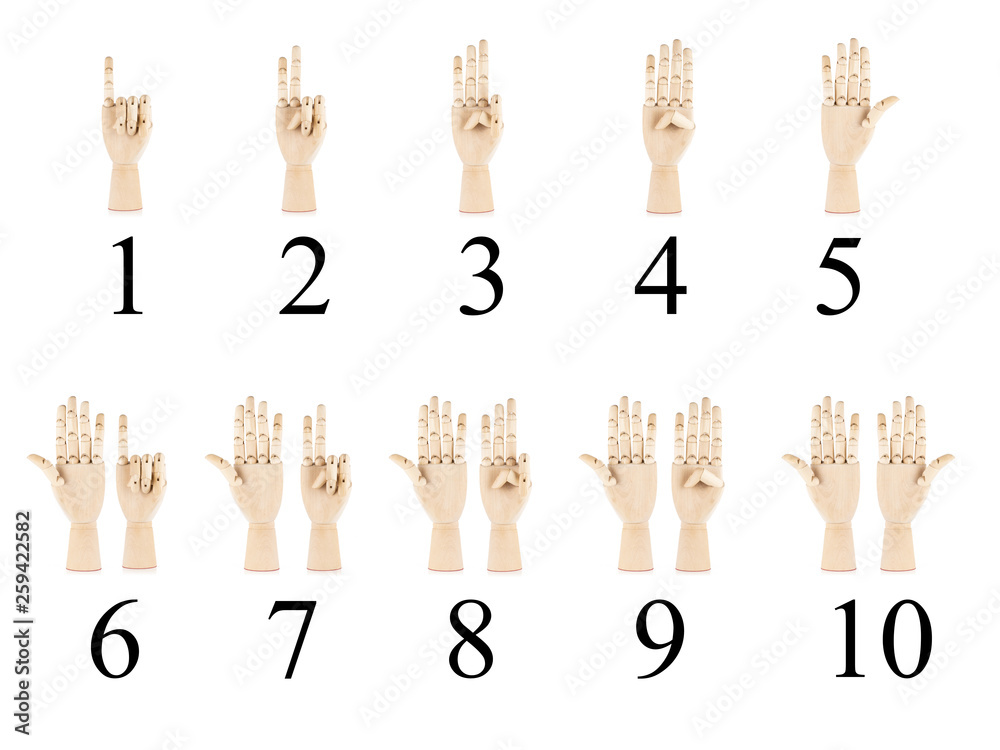 Numbers collage. deaf sign language isolated on white background Stock ...