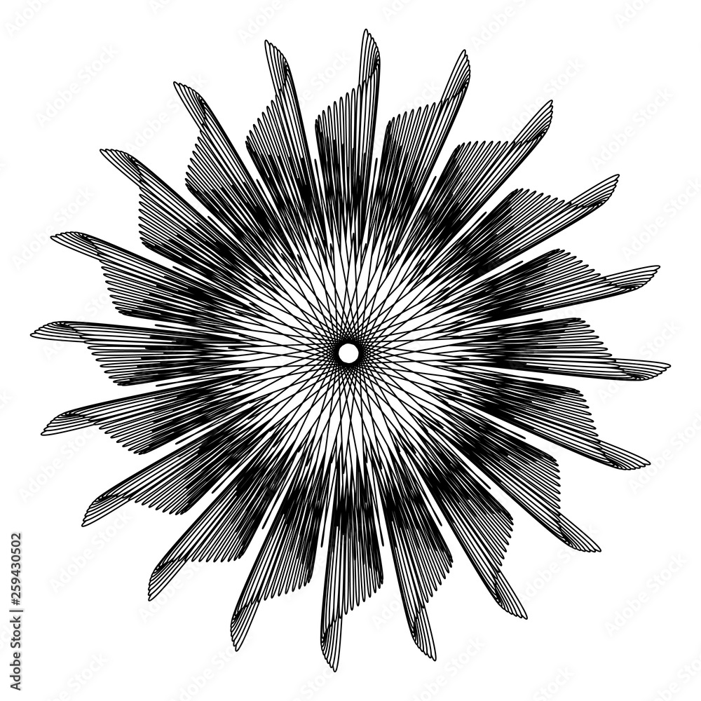 Abstract black and white circular pattern. Geometric pattern with ...