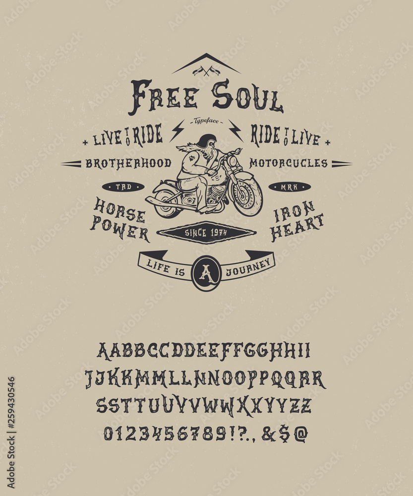 Font Free Soul. Hand crafted retro vintage typeface design. Handmade ...