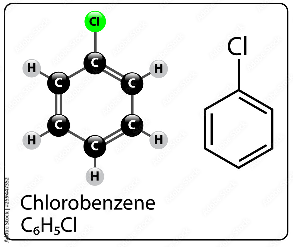 Chlorobenzene Molecule Structure Stock Vector | Adobe Stock