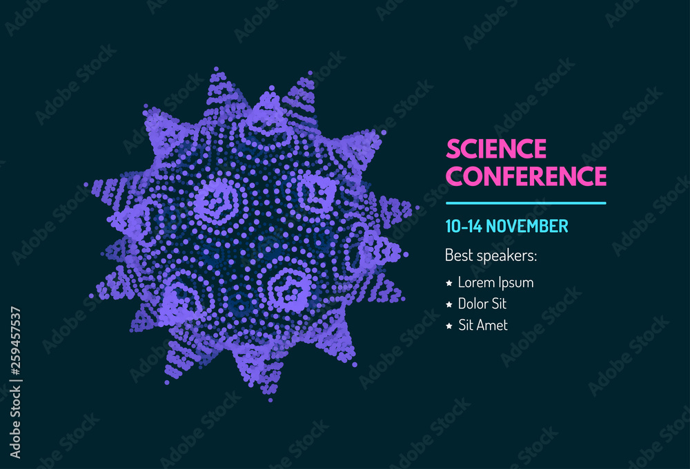 Science conference. Microorganism cell or virus particles. Business ...