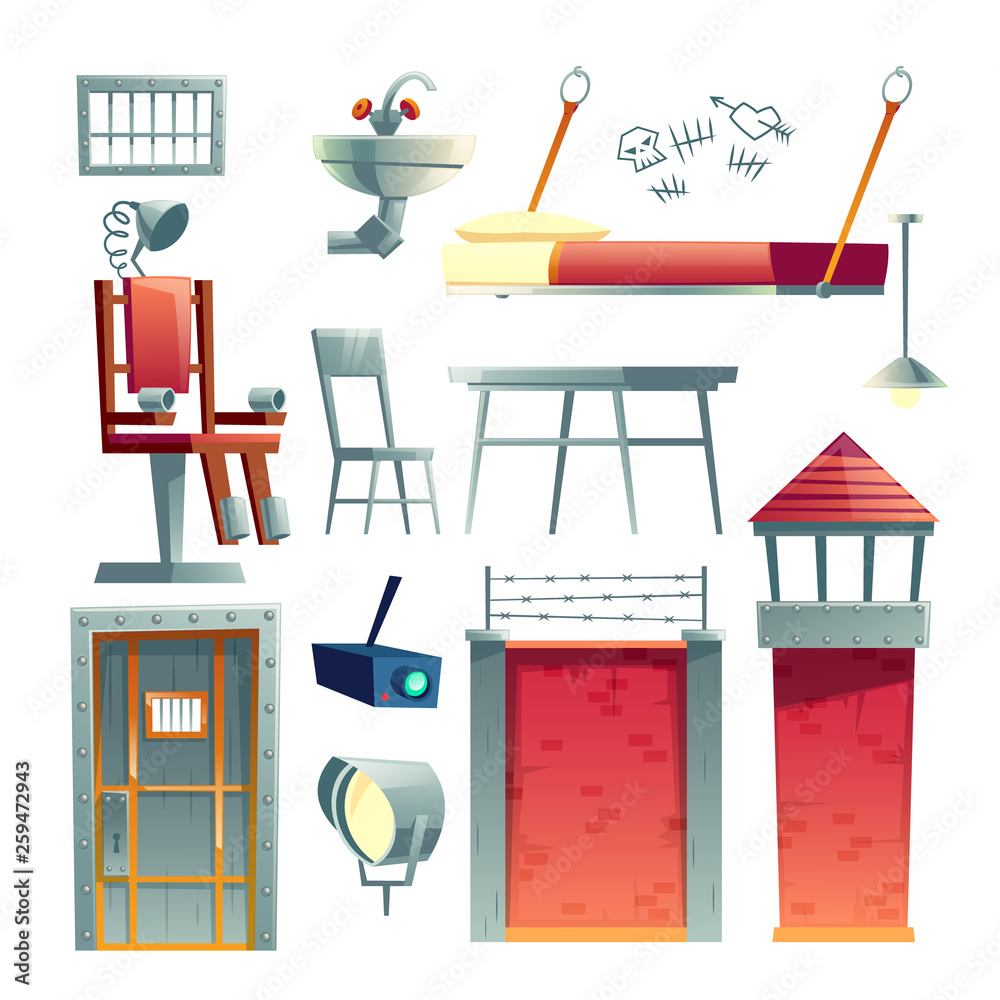 Prison building, jail cell, death row inmate section interior, design ...