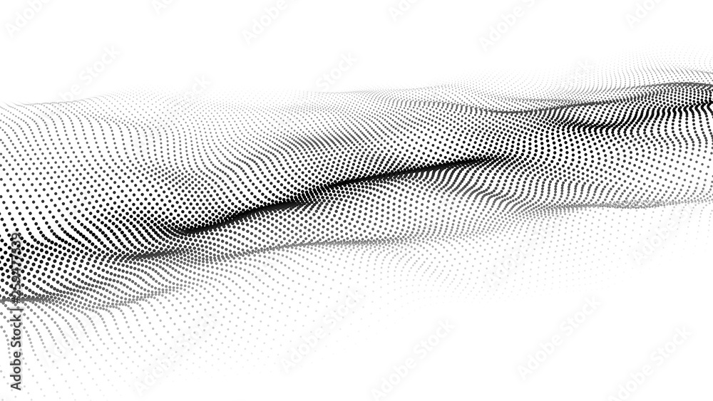 Wave of particles. Futuristic point wave. Vector illustration. Abstract ...