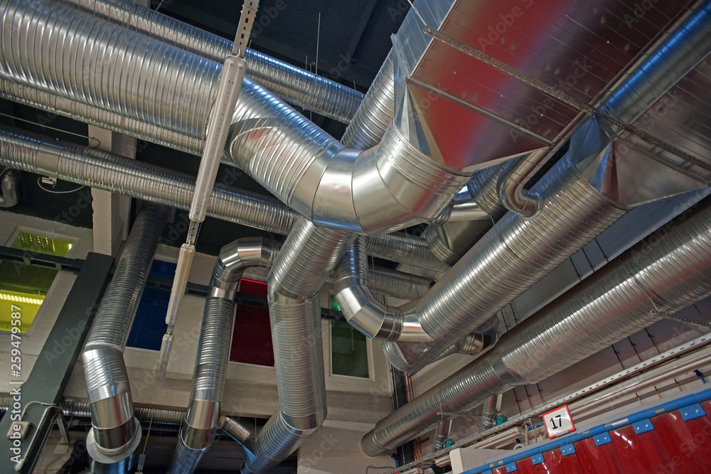 Ventilation pipes and ducts of industrial air condition Stock Photo ...