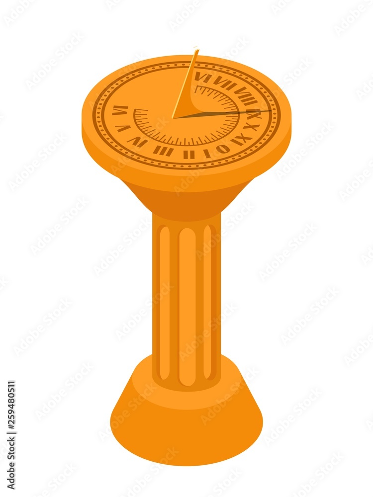 Color isometric vector image of a sundial on a white background ...