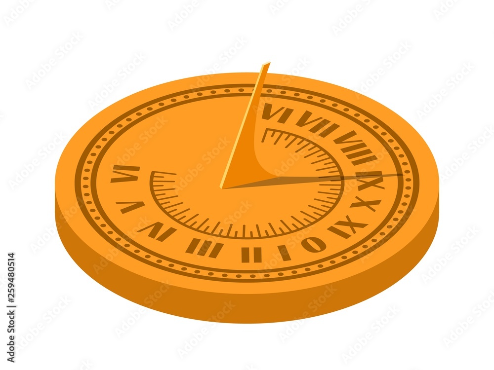 Color isometric vector image of a sundial on a white background ...