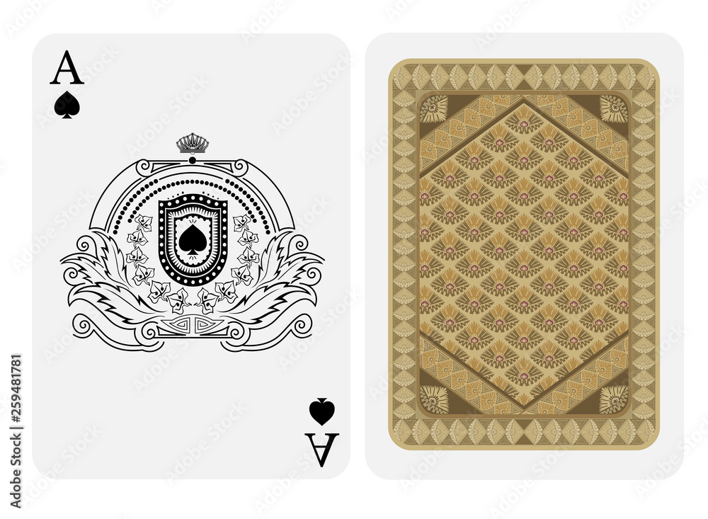 Ace of spades face with spades inside of floral pattern and abstract ...