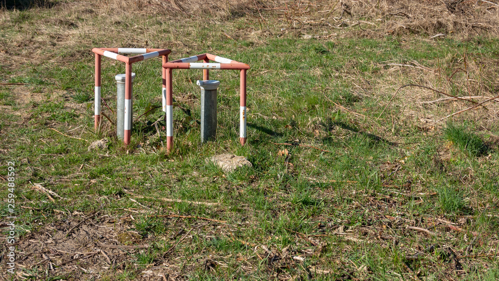 Groundwater measuring points with steel protection tube, end cap with ...