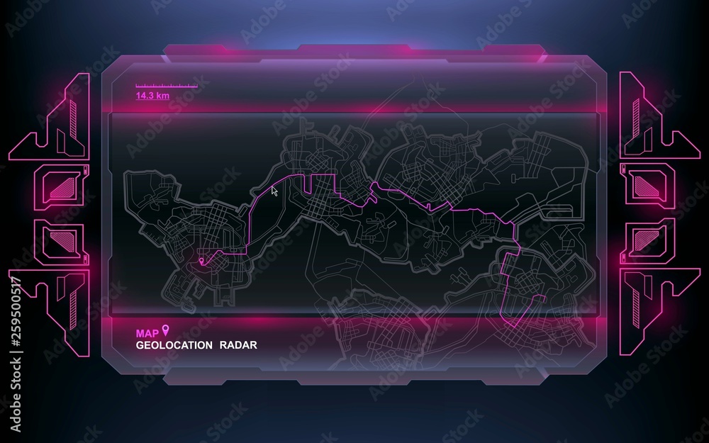 Futuristic navigate mapping technology dashboard GPS tracking map ...