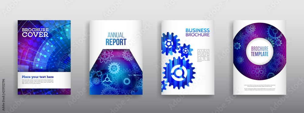 Technology communication element for brochure. Circuit board background ...