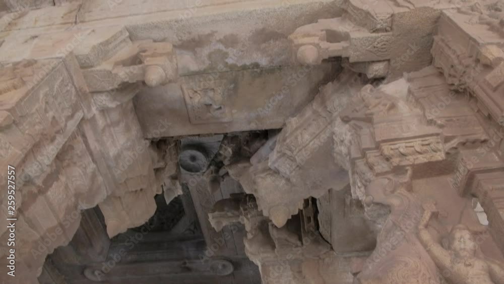 Tilt up down the magnificent Vitthala temple, the most artistically ...