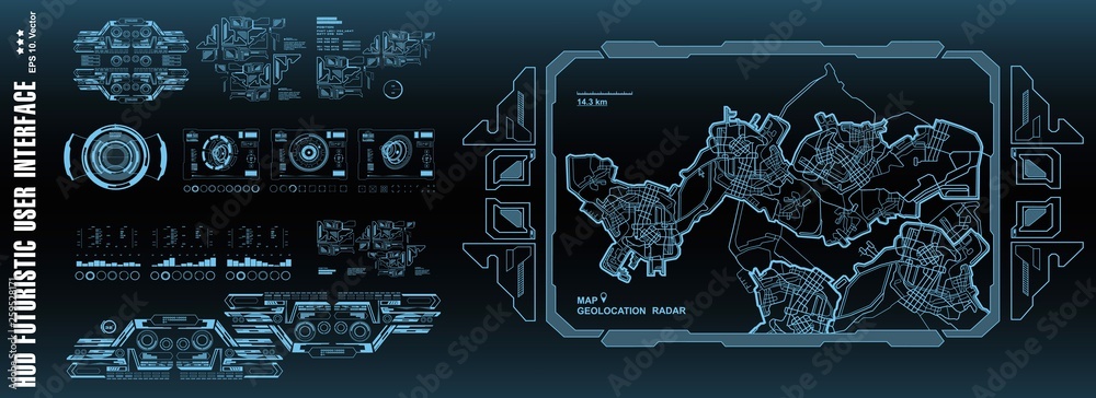 Futuristic navigate mapping technology, dashboard GPS map. HUD user ... Futuristic navigate mapping technology, dashboard GPS map. HUD user ...
