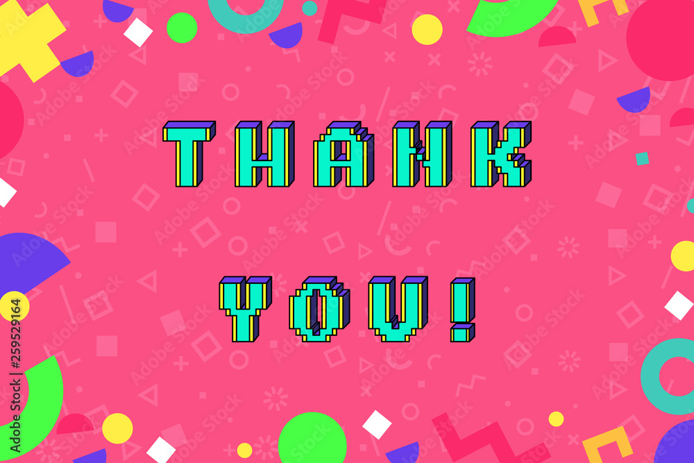 Vector thank you phrase in pixel art 8 bit Stock Vector | Adobe Stock