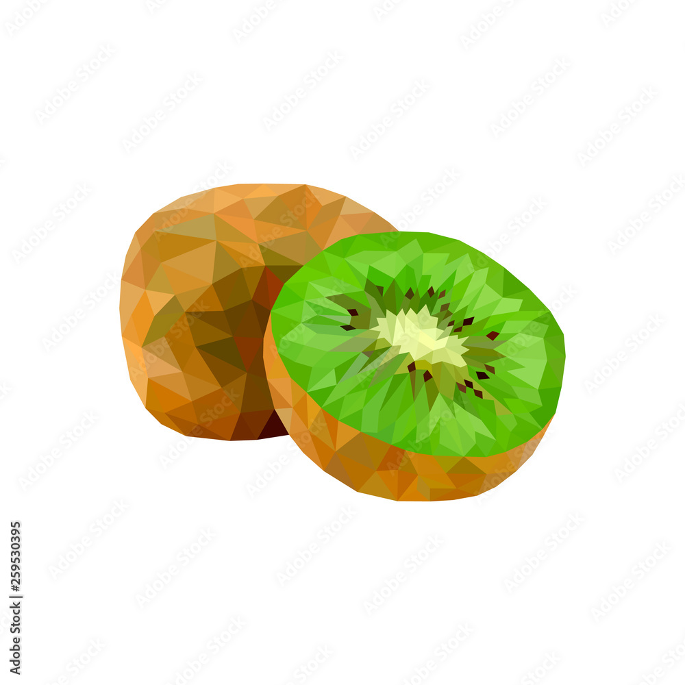 Kiwi fruit vector icon. Realistic vector of ripe green. Low Poly ...