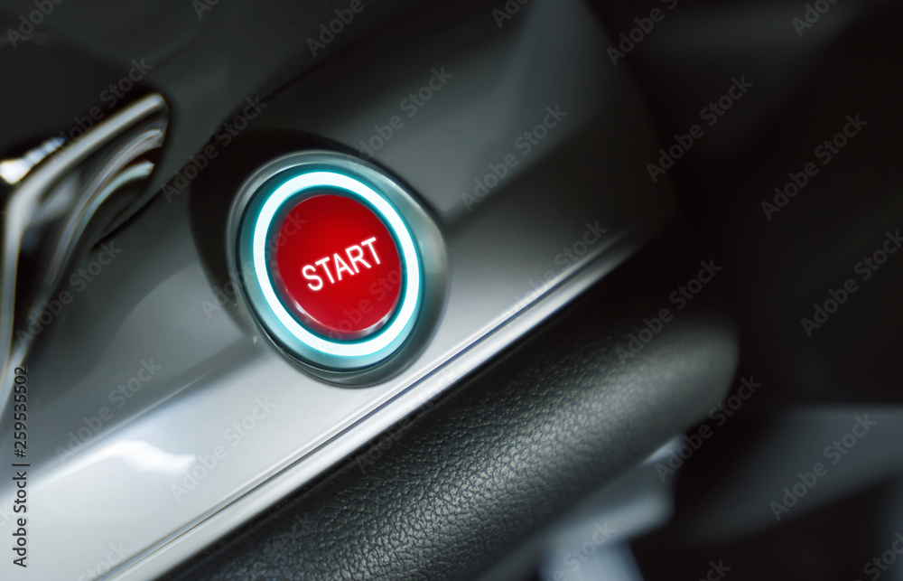 Start button with glow neon light Stock Photo | Adobe Stock