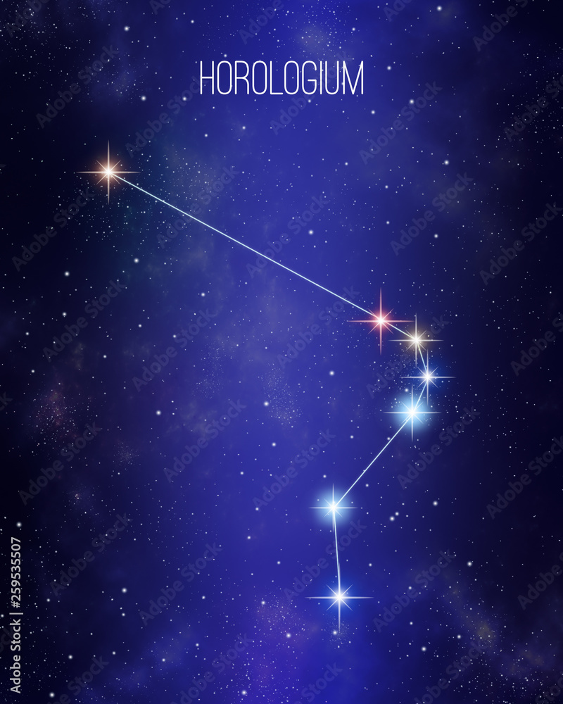 Horologium the clock constellation map on a starry space background ...
