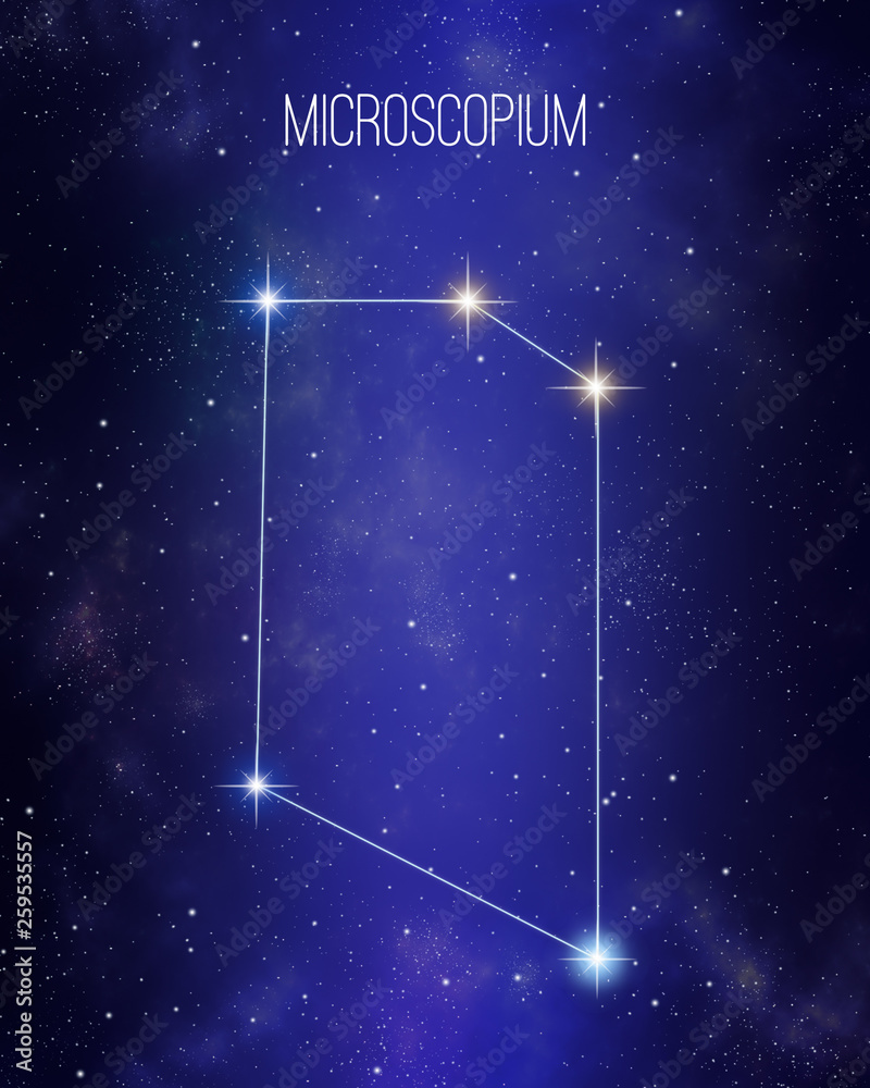 Microscopium the microscope constellation map on a starry space ...