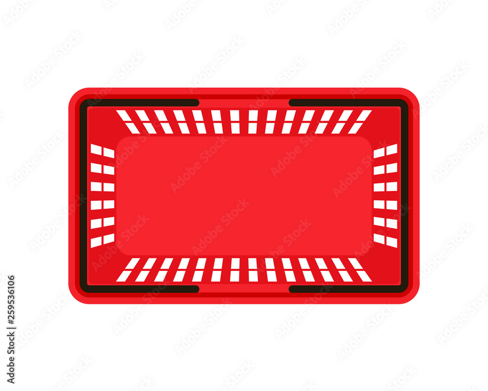 Red shopping basket top view icon. Clipart image isolated on white ...
