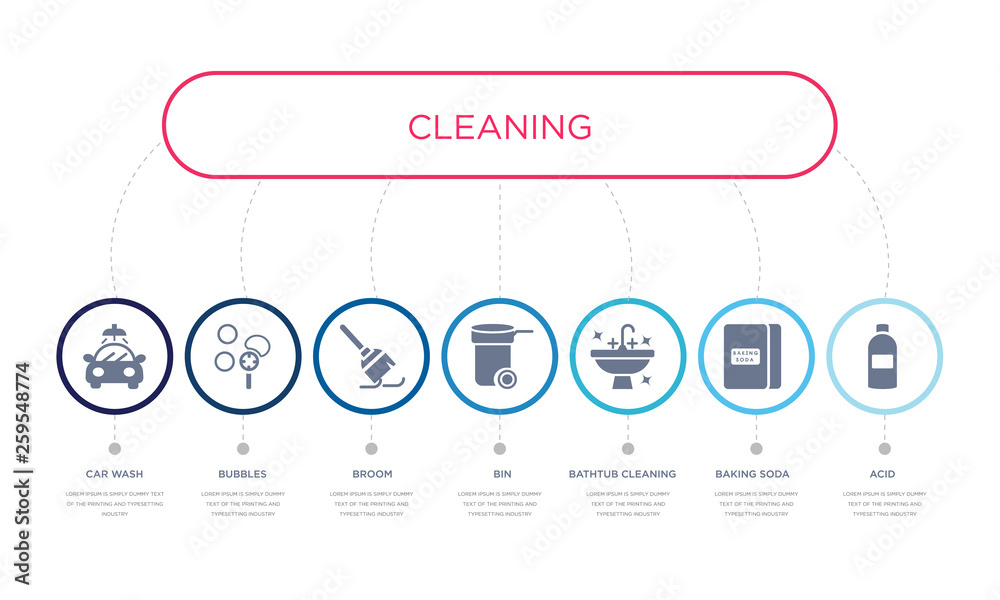 simple illustration set of 7 vector blue icons such as acid, baking ...