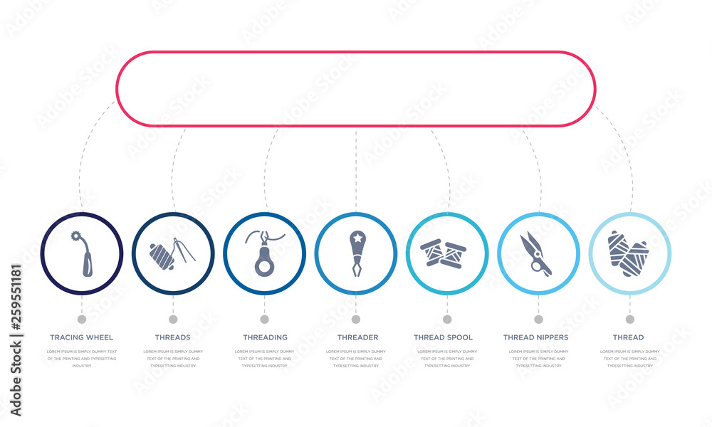 simple illustration set of 7 vector blue icons such as thread, thread ...