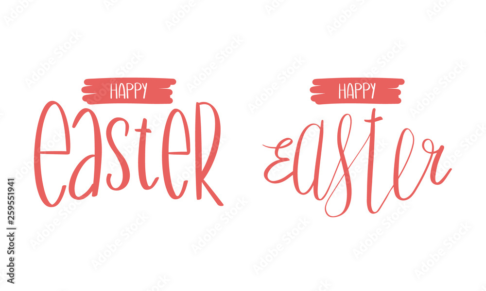 Happy Easter handwriting lettering set. Style calligraphy for Easter ...