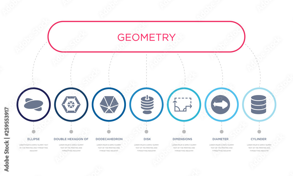 simple illustration set of 7 vector blue icons such as cylinder ...