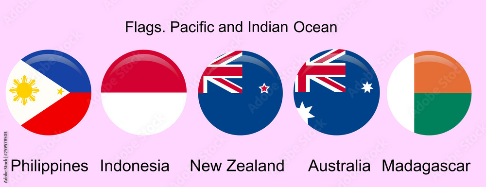 Flags of Oceania, countries in original colors Stock Vector | Adobe Stock