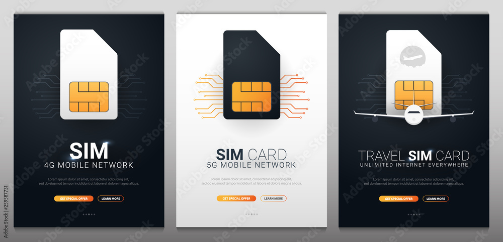 Mobile Sim Card, eSIM. Mobile Network. Technology Concept. Vector ...