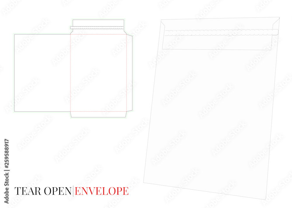Envelope Template, Vector with die cut / laser cut layers. Tear Open ...