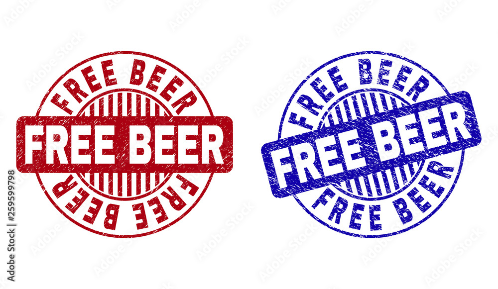 Grunge FREE BEER round stamp seals isolated on a white background ...