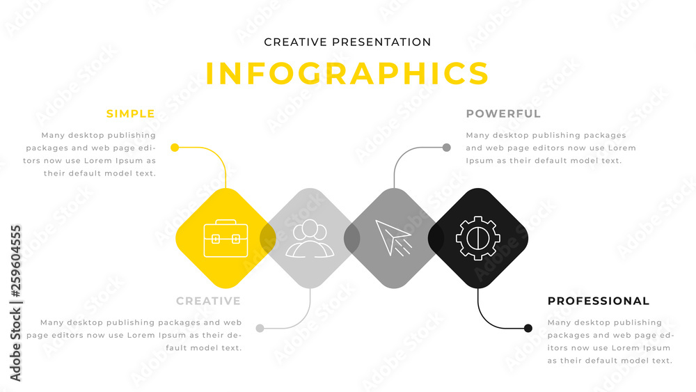 4 option yellow and gray infographic chart diagram business ...