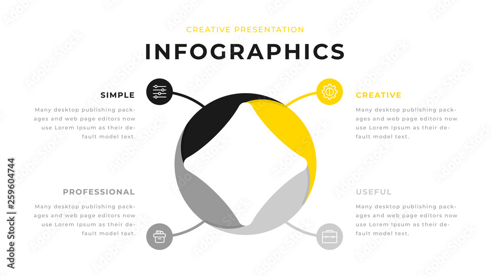 4 option yellow and gray infographic chart diagram business ...
