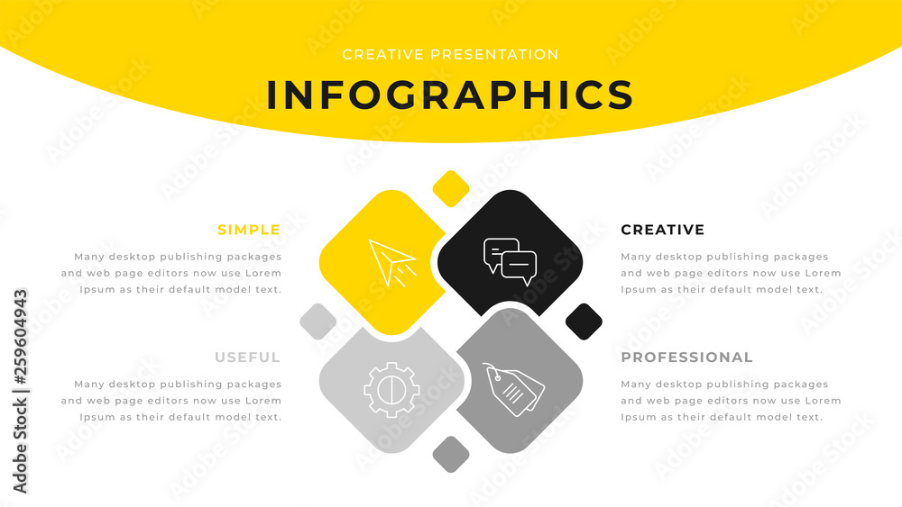 4 option yellow and gray infographic chart diagram business ...