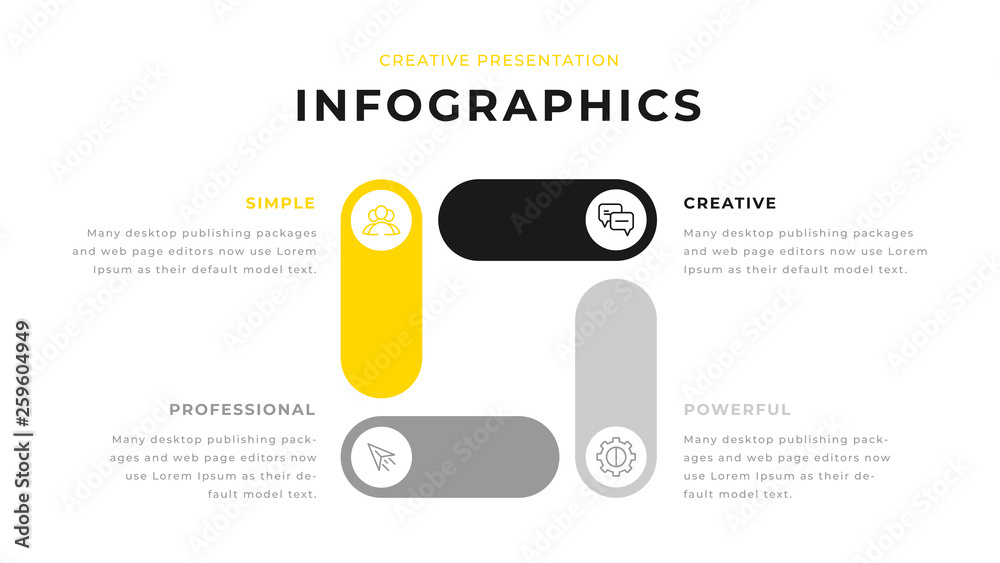4 option yellow and gray infographic chart diagram business ...