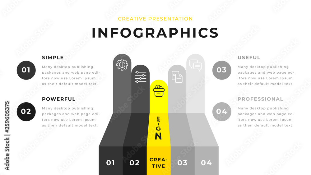 Moren minimalistic yellow and black business infographic diagram chart ...