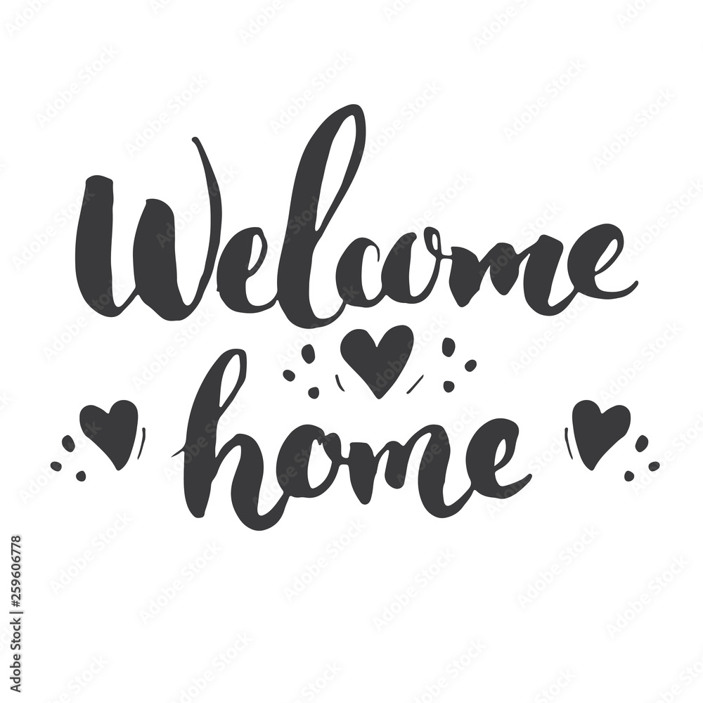 Welcome lettering handwritten sign, Hand drawn grunge calligraphic text ...