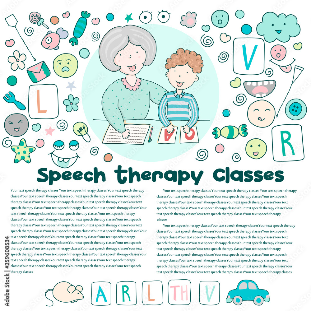 Concept article speech therapy. Classes with speech therapist and set ...