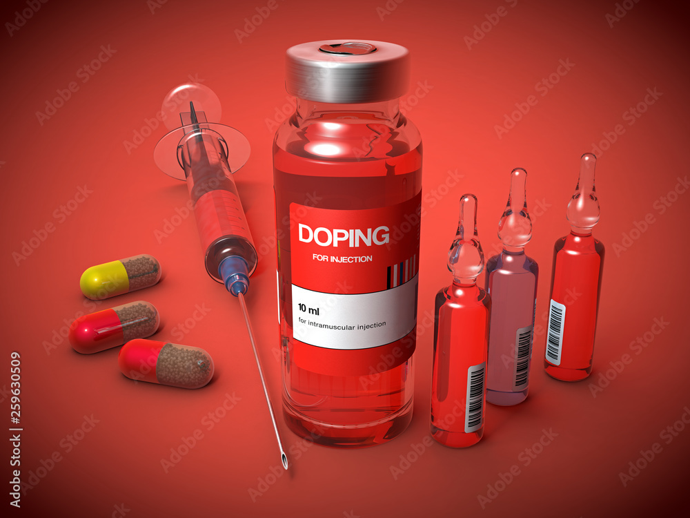 ภาพประกอบสต็อก Doping substances in a vial, in ampules and in capsule ...