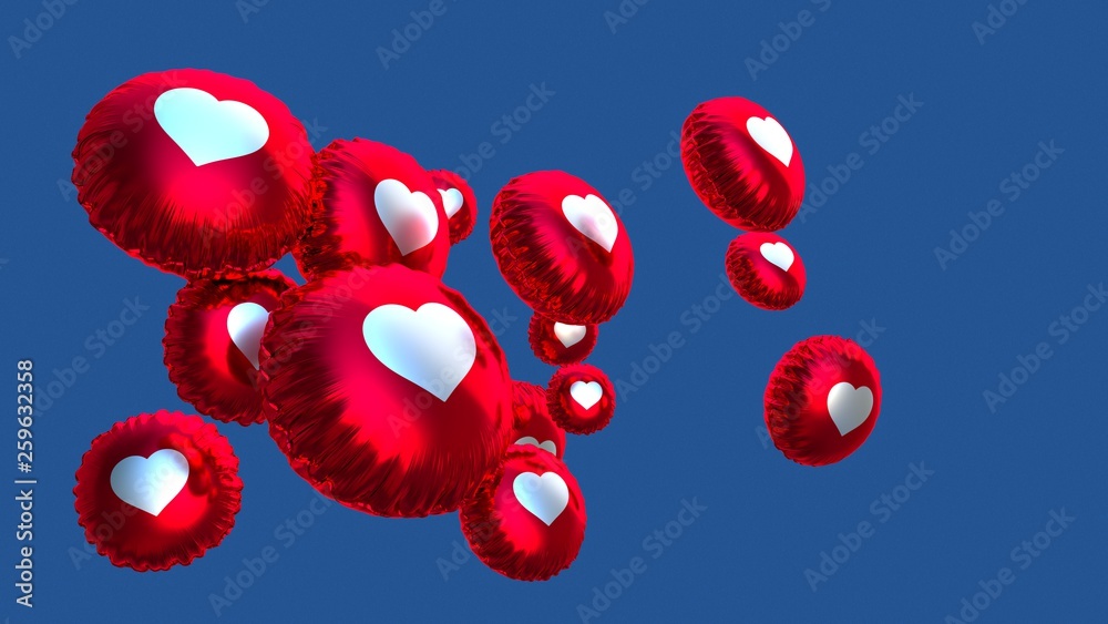 Love Social Media Icons Balloons Background Texture, 3d illustration ...