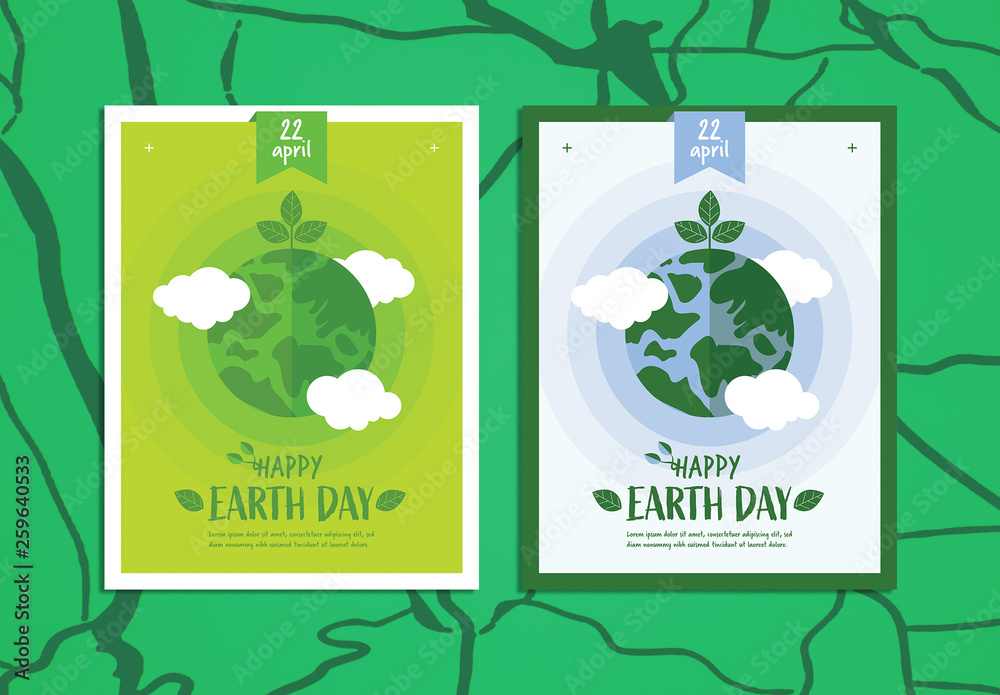 Happy Earth Day Poster Layout Stock Template | Adobe Stock