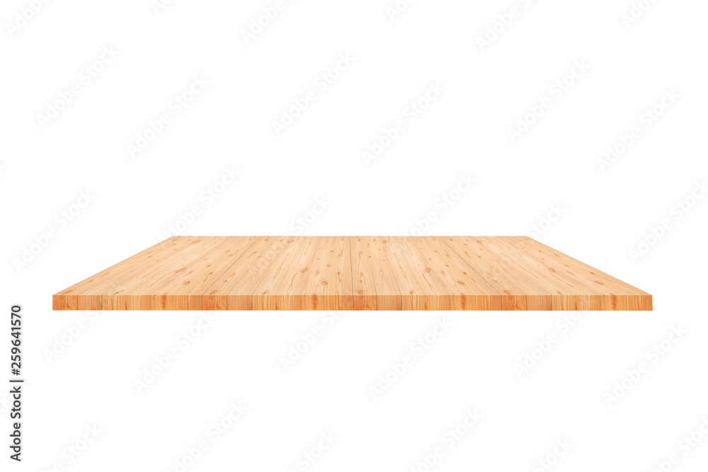 Perspective empty wooden counter with white background. Including ...