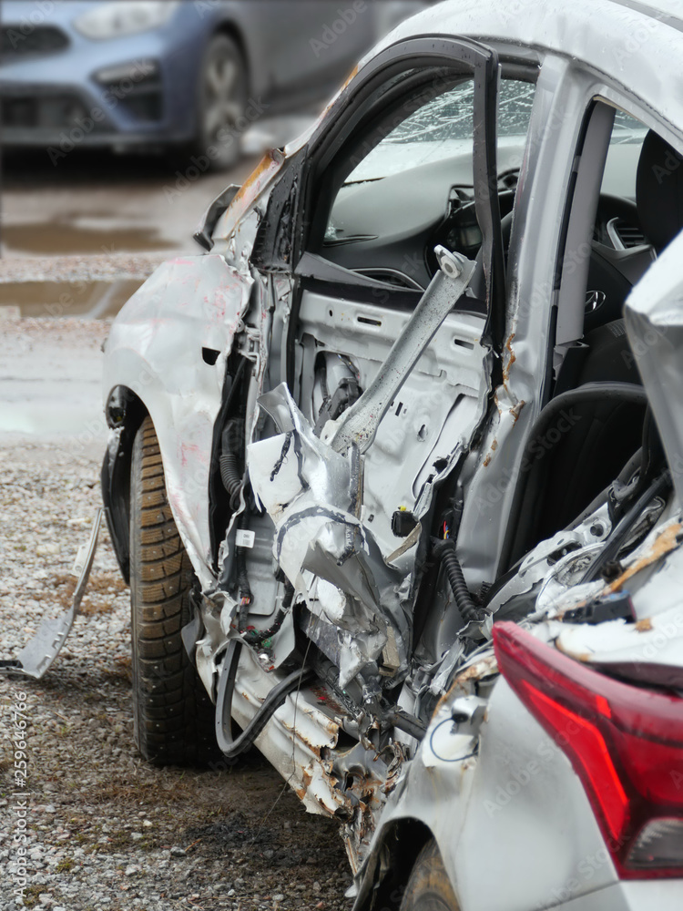 subcompact car after car crash back view Stock Photo | Adobe Stock