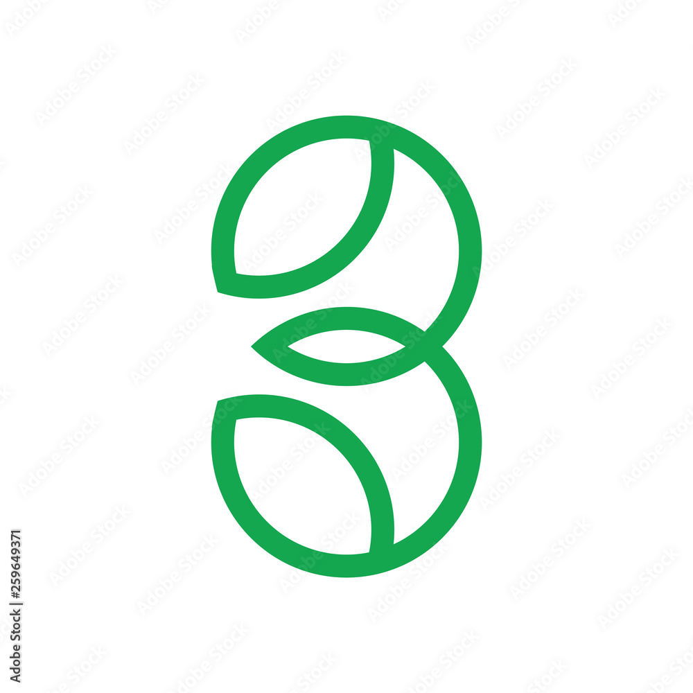 Vetor de number 3 leaf shape line geometric logo do Stock | Adobe Stock