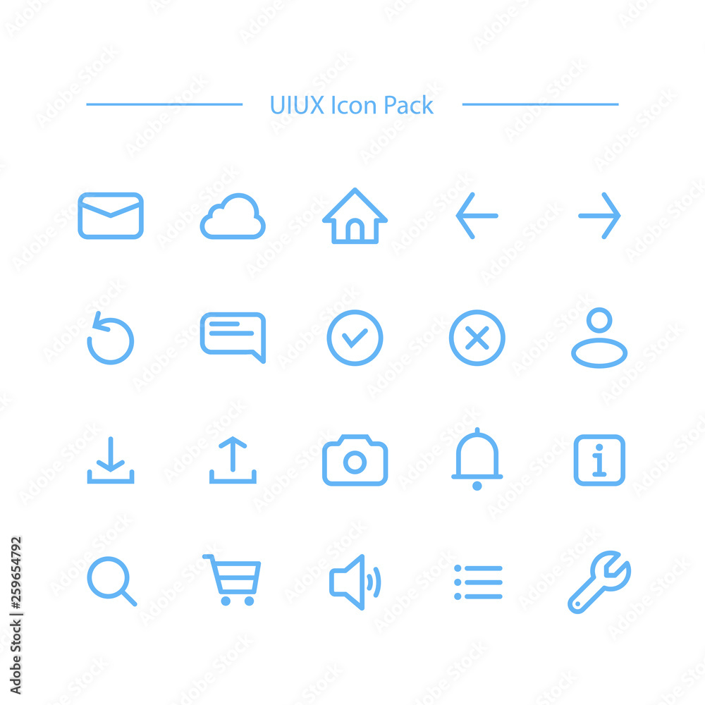 UIUX Icon Set in Line Style Stock Vector | Adobe Stock