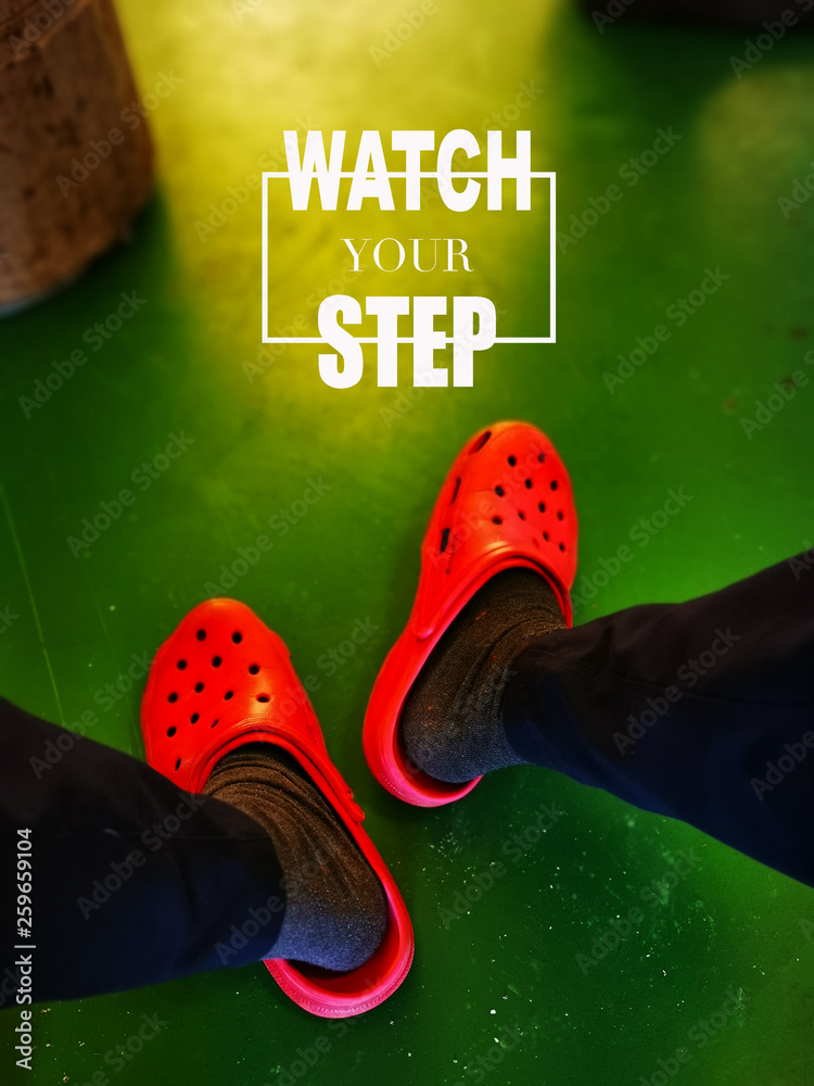 Danger sign warning you to watch your step. This simple sign is used to ...