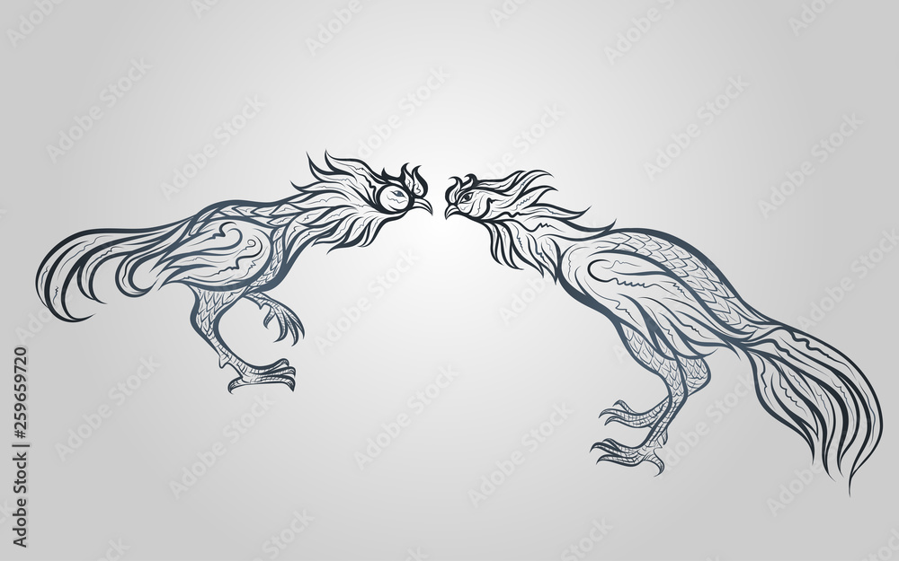 Fighting Rooster Drawings Fighting Rooster Design 331039 Vector Art At