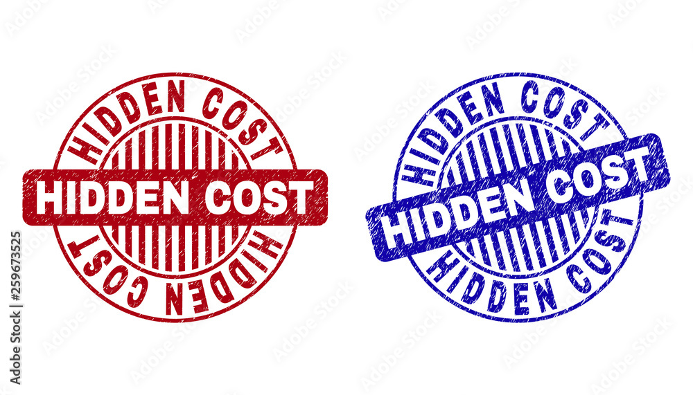 Grunge HIDDEN COST round stamp seals isolated on a white background ...